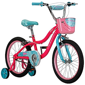 Schwinn Koen & Elm BMX Style Toddler and Kids Bike, For Girls and Boys, 18-Inch Wheels, With Training Wheels, Chain Guard, and Front Basket, Recommended Height 42-52 Inch, Pink