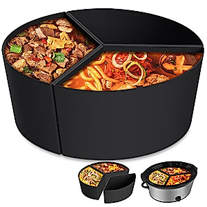 Slow Cooker Divider Liner Fit Crockpot 7-8 Quart,Reusable Silicone Liners for 7-8 QT Oval Crock Pots,Food-Grade Cooking Dividers Inserts,Eco-Friendly Alternative to Disposable Liners - Black