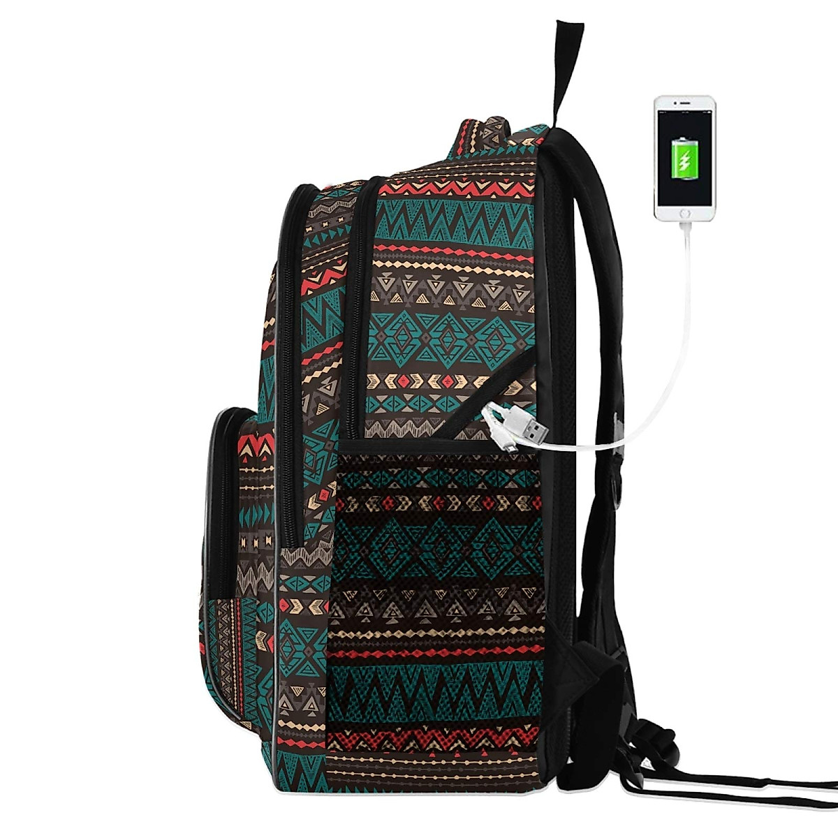 ALAZA Dark Color Ethnic Aztec Abstract Geometric Print Backpack Daypack Laptop Work Travel College Bag for Men Women Fits 15.6 Inch Laptop