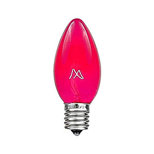 Novelty Lights Pink Hanging Incandescent Christmas String Lights - Retro Traditional C9 Indoor/Outdoor Light Set w/ 25 Mini Bulbs for Roof Lines, Patios (White Wire, 25' Long)