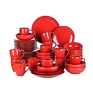 TBGFPO Red 48-Piece Ceramic Stoneware Dinner Plate Set with Dinner Plate, Dessert Plate, 800ml Bowl, 380ml Mug Set