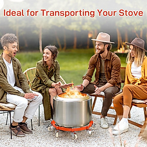 DEXSO 55 Gallon Drum Dolly, 2000 LBS Capacity Heavy Duty Drum Dolly with 8 Caster Wheels, Trash Can Dolly Non-tipping Hand, Orange Steel Frame Barrel Dolly