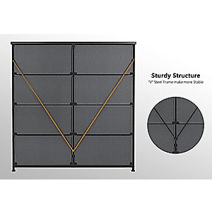 CubiCubi Dresser for Bedroom, 8 Drawer Storage Organizer Tall Wide Dresser for Bedroom Hallway, Sturdy Steel Frame Wood Top, Black Grey