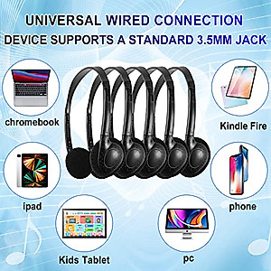 CN-Outlet 10 Packs School Headphones Bulk for Classroom Students Kids Children Toddler Boys Girls Teens and Adult (10 Black)