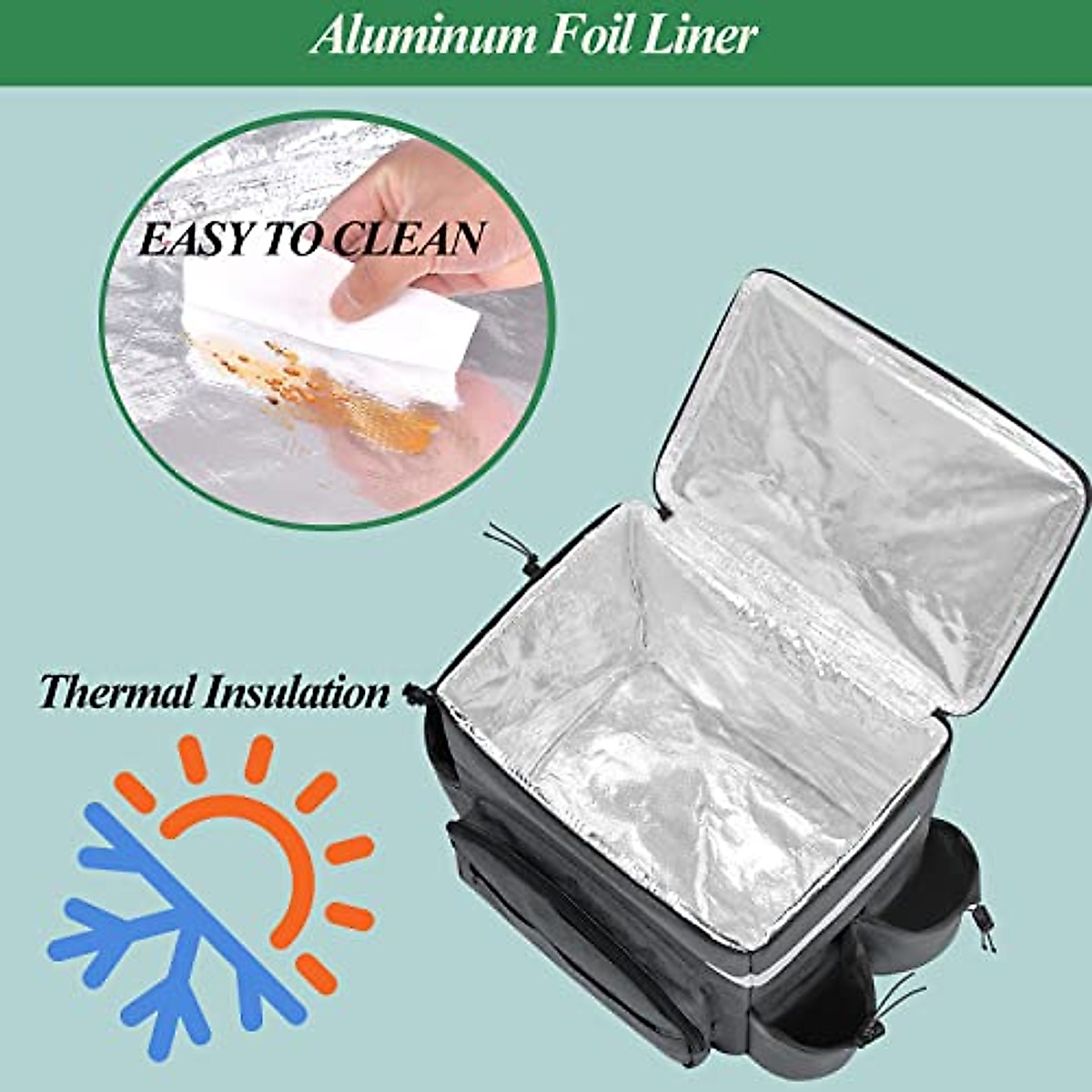 ZFZGFRCS Food Delivery Backpack Pizza Delivery Bag Insulated Delivery Bag with Cup Holders, Delivery Backpack with Support Boards for Bike Delivery, Food Delivery Bag for Carry HOT/COLD (Gray)