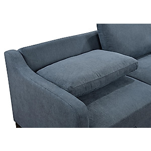 ZIGHTH 69'' Convertible Queen Size Sleeper Sofa Bed, Modern Linen Loveseat Sofa Couch with Pull Out Bed and Adjustable Backrest for Living Room. Blue