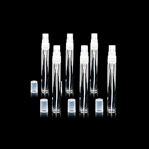 Houseables Travel Spray Bottles, Perfume Atomizer, 10 ML, 4.75”, 12 Pack, Glass, Unfrosted, Spritzer, Fine Mister, 10 Gram, Empty Tube, Travel Size Container, Sample, Gift, Refillable, Spritz