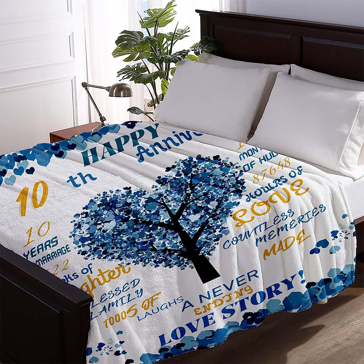 10th Anniversary Blanket Gifts for Him,10th Wedding Anniversary Romantic Gifts for Couple/Parents 10 year Anniversary Blanket for Him,Best 10th Anniversary Blanket for Husband (10th Anniversary)