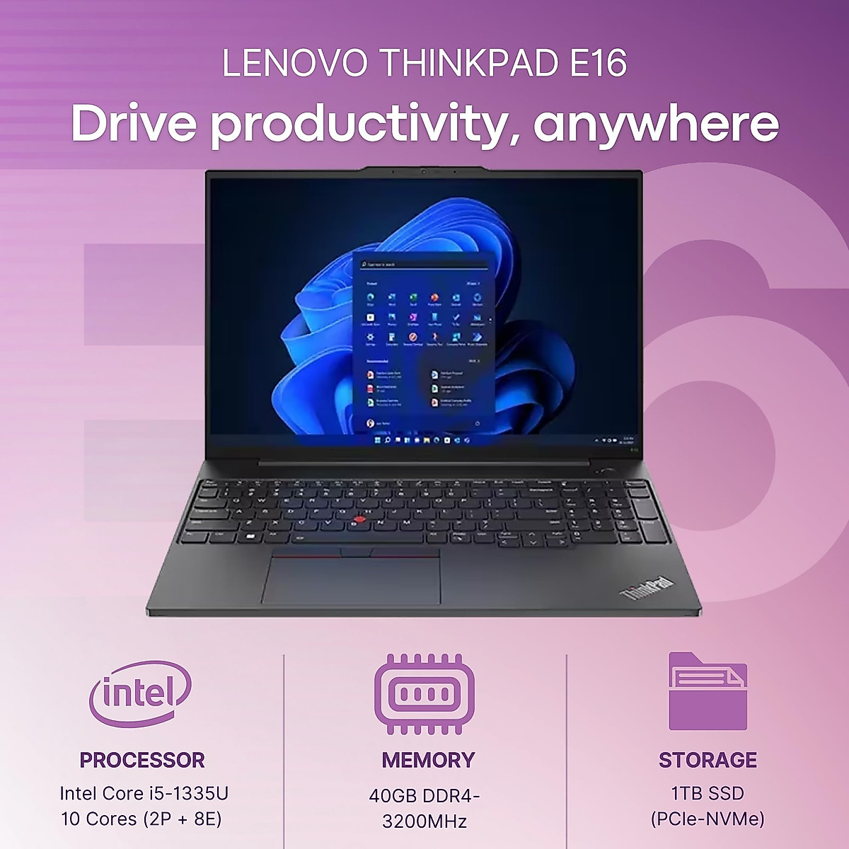 Lenovo ThinkBook 16 G6 16" FHD+ Laptop Computer, 13th Gen Intel 10-Core i5-1335U (Beat i7-1270P), 4GB DDR5 RAM, 512GB PCIe SSD, WiFi 6, Bluetooth 5.1, Fingerprint Reader, Windows 11 Pro, Tilsiy Cable