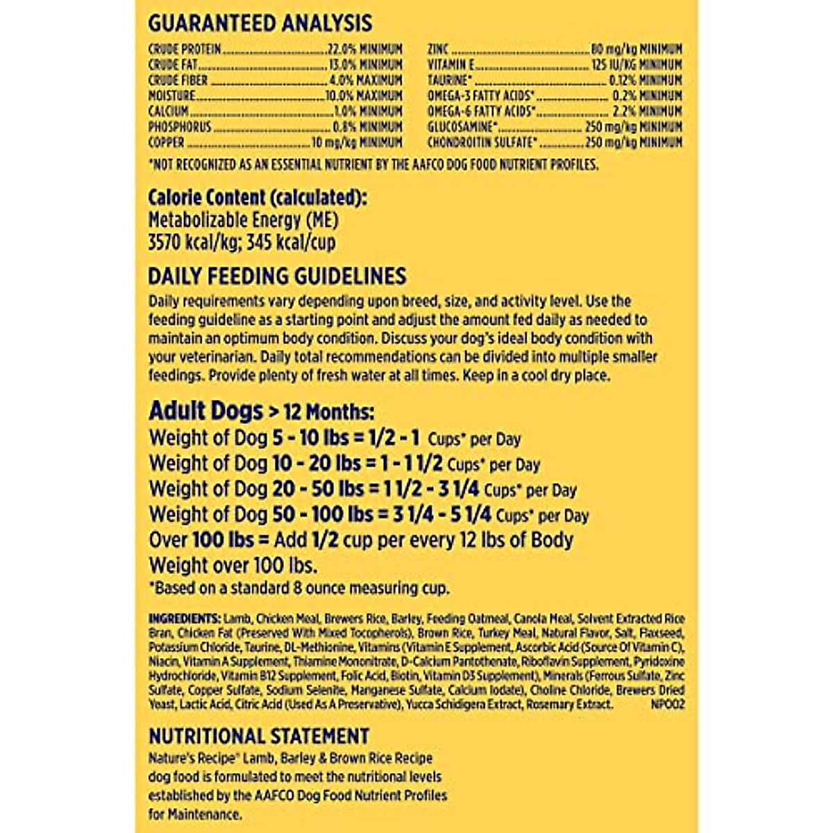 Nature’s Recipe Original Dry Dog Food for Adult Dogs, Lamb & Rice Recipe, 24 lb Bag