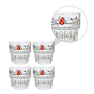 Hemoton 4PCS Romantic Water Glasses Drinking Glasses Tumblers Vintage Glassware for Juice Beverage Beer Cocktail Red