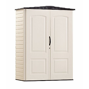 Rubbermaid Storage Shed 5x2 Feet, Sandalwood/Onyx Roof (FG5L1000SDONX), Sandstone & Corner Tool Rack, Tool Organizer, Broom Holder and Garden Tool Organizer