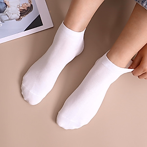 SERISIMPLE Women Viscose Bamboo Ankle Socks Low Cut Thin Sock Lightweight Pastal Color Soft Sock 5 Pairs(White, Large)