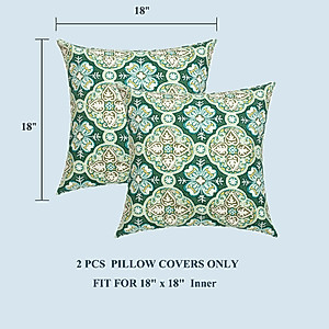 FUNHOME Set of 2 Patio Lumbar Pillows with Insert, 12”x20” Waterproof Fade Resistant Outdoor Lumbar Pillow, Decorative Garden All Weather Lumbar Cushions for Home Patio Coach Sofa Use-Green Medal