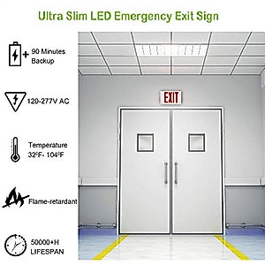 Hykolity LED Exit Sign, Red Letter Emergency Exit Lights, 120V-277V Universal Mounting Double Face - 4 Pack