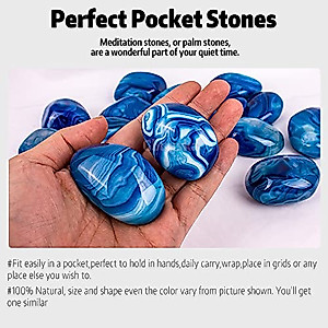 Gbuxska Blue Lace Agate Crystal Stone, Natural Blue Worry Stone Crystals and Healing Stones for Anxiety, Irregular Shape