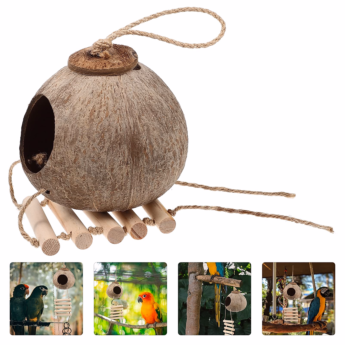 Ipetboom 1 Set Bird Nest Parrot Nest Parrot Bird House Parrot Birdcage Sleeping Bird Bed Decorative Bird House Coconuts Shell Birdcage Decorative Birdcage Resting Bird House Resting Nest