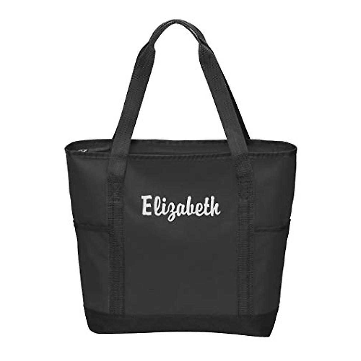 Personalized Zippered Tote| On-The-Go Monogrammed Tote Bag | Customize with a Name or Monogram (Black-Name)