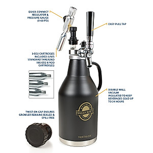 HomeCraft Beer Growler, 2-liter, Black