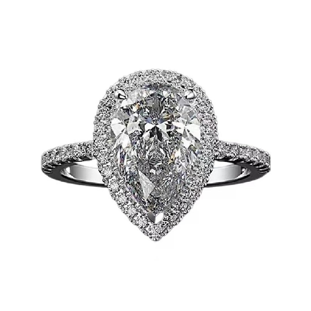 925 Silver Ladies Classic 18K Ring Fashion Elegant Drop Pear Shape Ring Engagement Wedding Ring Ideas Sparkling Drop Shaped Zircon Wedding Rings for Women Wedding Jewelry Sizes 6-10 569 (6)