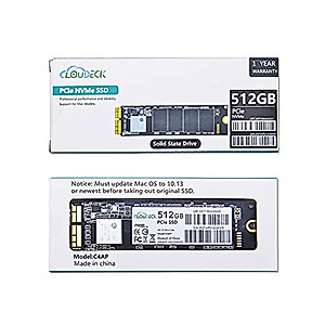 Cloudeck NVMe SSD 512GB PCIe Gen3x4 Internal Solid State Drive with 3D NAND for MacBook Air (Mid 2013-2017), MacBook Pro(Retina, Late 2013-Mid 2015), Mac Pro(2013) & Mini (2014), iMac(2013-2017)