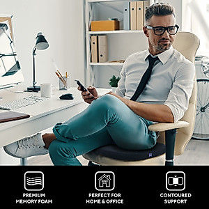 SEALY - Slim Seat Cushion with Cooling Gel - Premium Memory Foam for Comfortable Seating, Contoured Support, Breathable Cover, Non-Slip Bottom, Machine Washable - Perfect for Home, Office, or Car