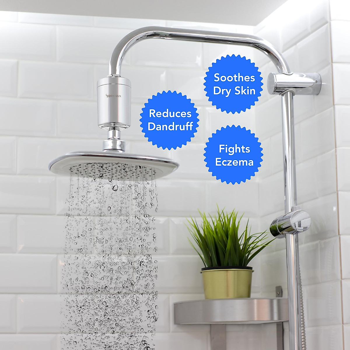 Hydralux Premium High-Output Shower Filter with Replacement - Heavy Duty Water Filter - Hydralux H1 Filtration - Soothes Dry & Itchy Skin, Reduces Dandruff, Eczema & improves Condition of Skin
