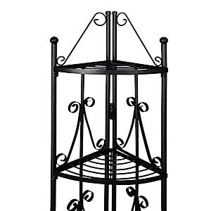 Homvdxl 5 Tier Metal Plant Stand, Indoor Curved Plant Display Shelf with 5 Potted Plant Rack, Corner Bonsai Flower Pots Plant Stand Rack for Garden, Balcony - Black, 24Inch T