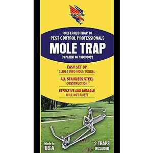 Mole Trap by Trapline Products 4-Pack Premium Quality Stainless Steel. Made in USA