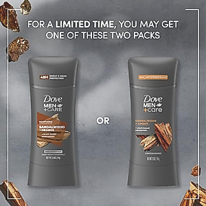 Dove Men+Care Antiperspirant Stick Sandalwood + Amber 4 Count 72H Protection with a Plant-Based Moisturizer 2.6 oz
