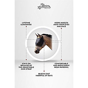 Kensington UViator CatchMask Horse Fly Mask with Web Trim UV Eye Protection Mask for Horse - Large, Deluxe Black