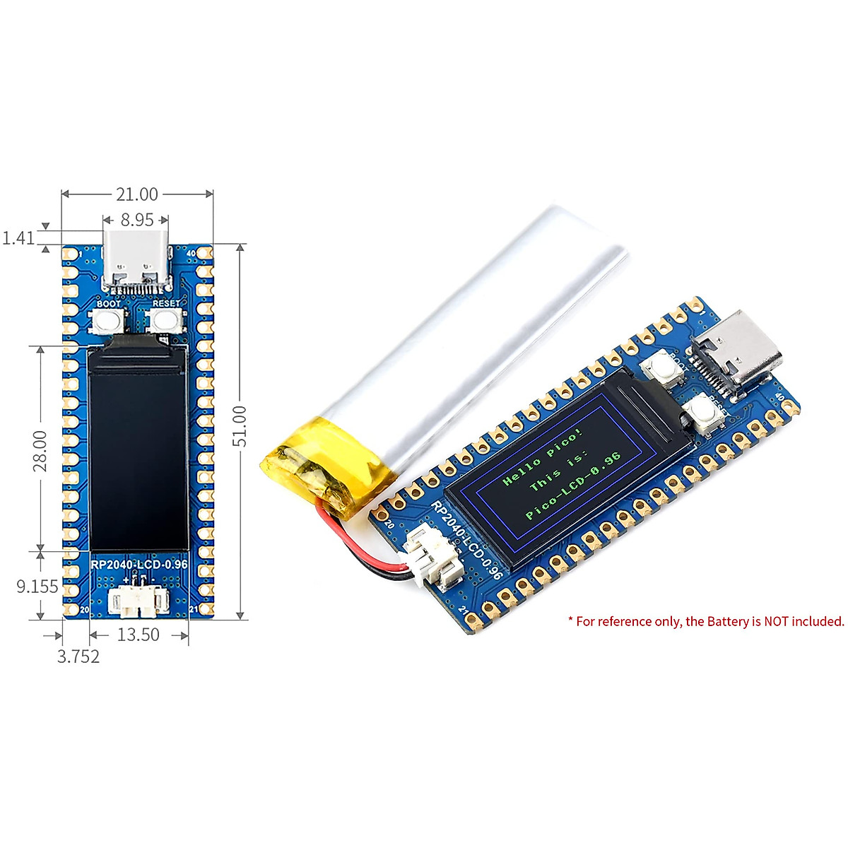 waveshare RP2040 MCU Board with Pre-Soldered Header, Onboard 0.96inch 160x80 IPS LCD Display, Pico-Like MCU Board Based on Raspberry Pi RP2040, Dual-Core Arm Cortex M0+ Processor