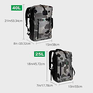 COR Surf Waterproof Backpack Dry Bag Backpack For Swimming, Boating Or Kayaking, Roll-top Design With Sonically Welded Seams And Padded Laptop Sleeve (40L, 21 x 15 x 18 Inches)