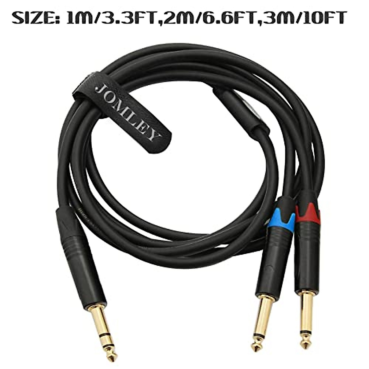 JOMLEY 1/4 inch TRS Stereo to Dual 1/4 inch TS Mono Insert Cable, TRS Stereo Y Splitter Insert Cable, 6.35mm TRS Male Stereo to Dual 6.35mm TS Male Mono Breakout Cable－6.6 Feet