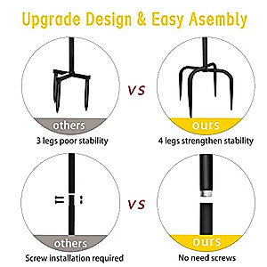 OUAIVANY Garden Hose Holder,Hose Holder Freestanding with Tools Storage Basket, Heavy Duty Detachable Hose Hanger for Patio Lawn Yard