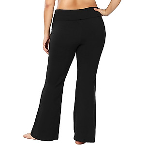 KQUZO Women's Plus Size High Waist 7/8 Compression Workout Leggings with Pocket 27" Inseam (Yoga_Flar_Black, 3X)
