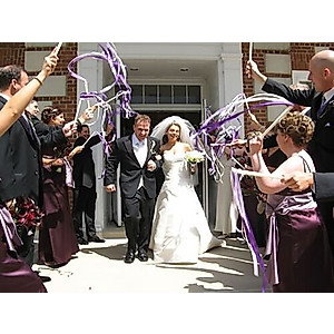 30pcs Ribbon Stick Wands Party Streamers for Wedding Party Activities (Purple)
