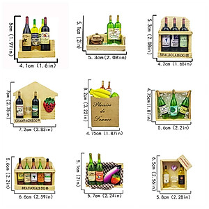 10 pcs/Set Creative Stereoscopic Wine Bottle Series Fridge Magnet Refrigerator Magnetic Sticker Home Deco Magnet Kitchen Accessories (Wooden)