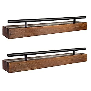 Ripple Creek Floating Shelf Spice Rack - Multipurpose Pantry, Kitchen & Bathroom Wall Mounted Organizer for Spices, Essential Oils - Rustic Wood Hanging Shelving for Home - Solid Pine