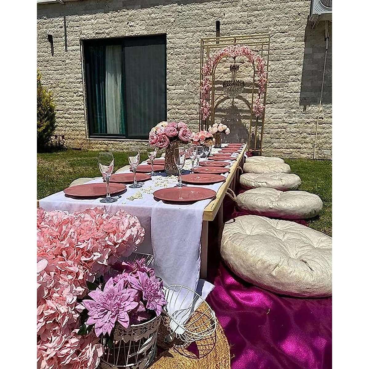 Kids party table,Wood table (30"W x 90"L x13"H) boho table, wooden table, low foldable table,low table, boho picnic table,large garden table (Natural Wood) FOR 13 PERSON