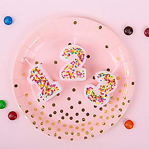 Sweety Colorful Candy Number Cake Topper Candle for Brithday Party Baby Shower and Wedding Party Supplies Favor (Three)