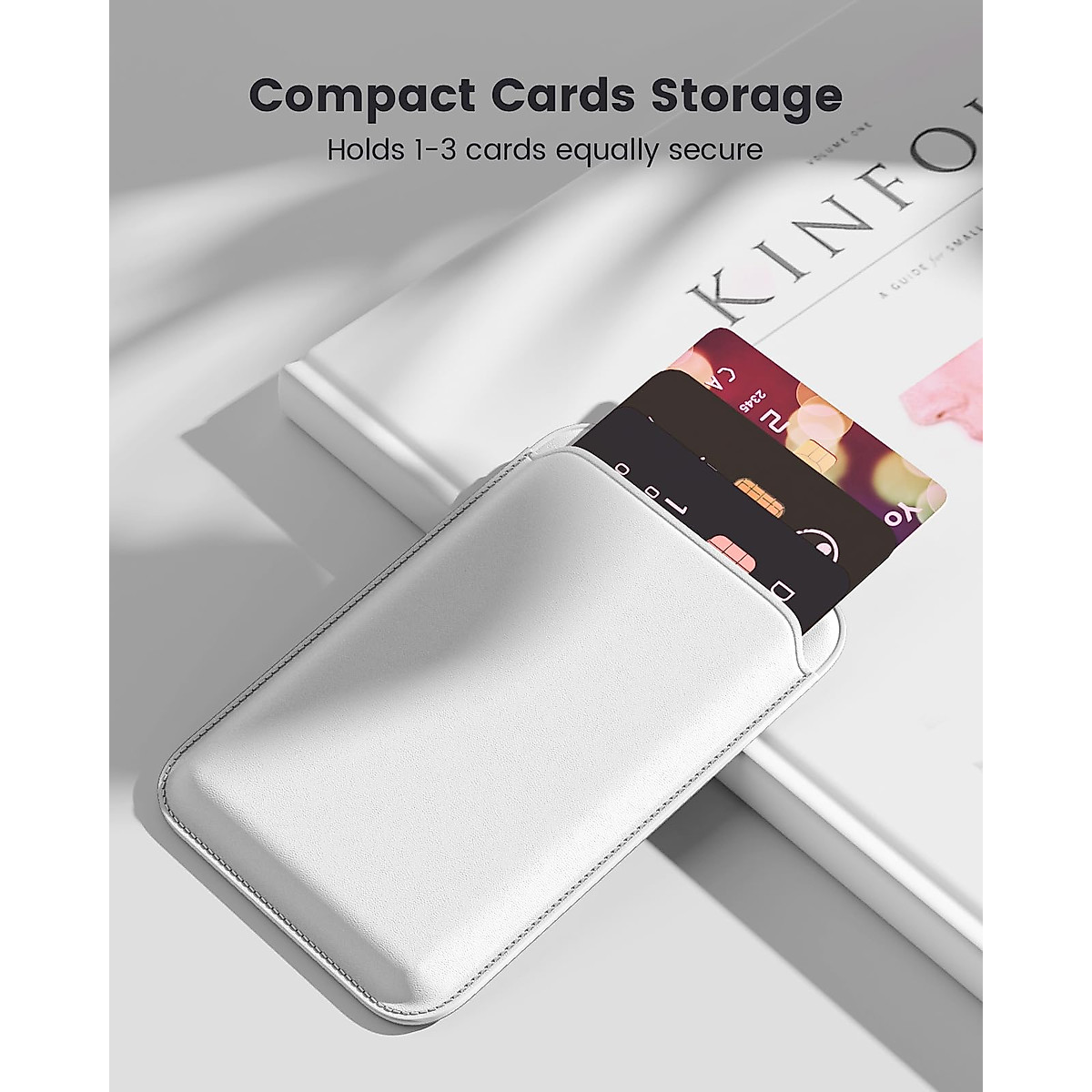 SOFTGAS Magnetic Phone Wallet for Apple MagSafe, Card Wallet Holder for iPhone 15 Pro Max/15 Plus/15 Pro/15, 14 Pro Max/14 Plus/14 Pro/14, 13 Pro Max/13 Pro/13, 12 Pro Max/12 Pro/12, Snow White