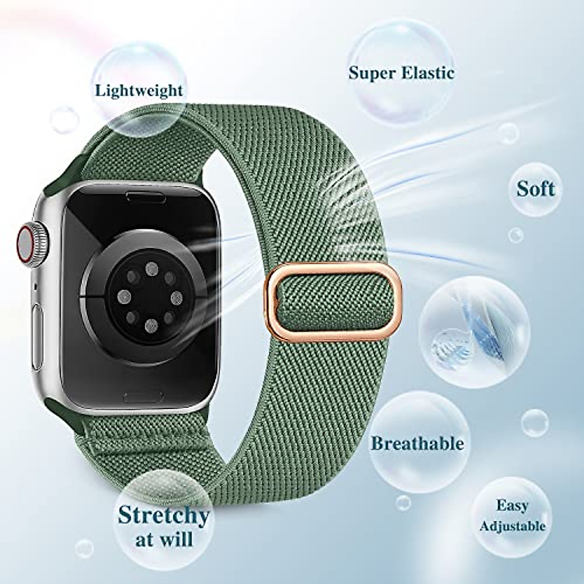 Enjoyselfhub Stretchy Solo Loop Compatible with Apple Watch Band 38mm 40mm 42mm 41mm 44mm 45mm, 6 Pack Nylon Sport iWatch Wristband for Apple Watch Series 8 7 6 5 4 3 2 1 SE Women Men, 38mm Brown