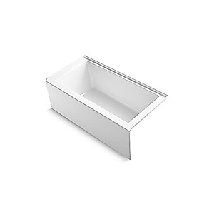 KOHLER K-20201-RA Underscore Rectangle 60-Inch x 30-Inch Alcove Bath with Integral apron, integral flange and right hand drain, White
