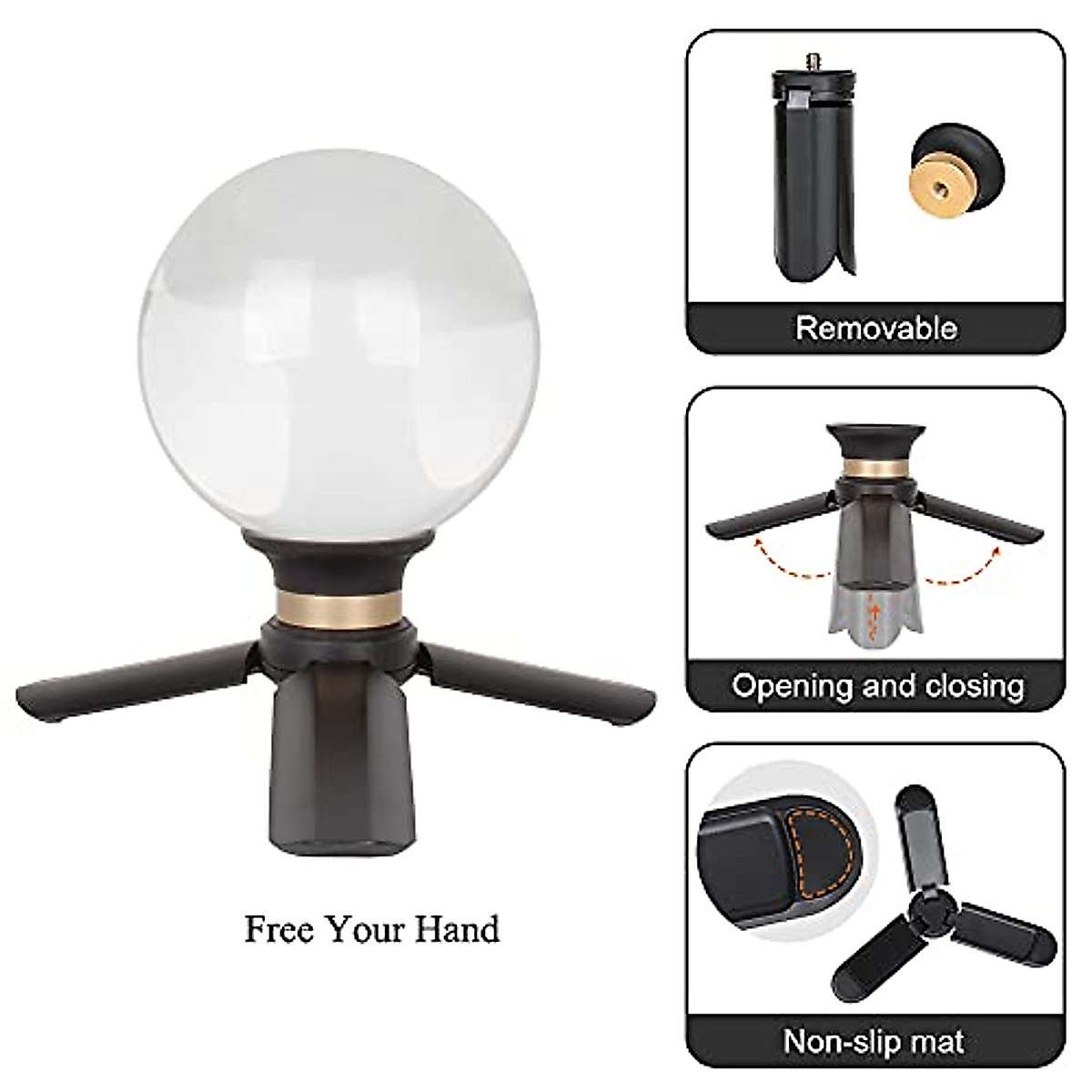 Besnfoto Crystal Ball Photography 90mm K9 Clear Lens Ball Sphere with Mini Tripod Base Stand Decorative Glass Props Ball with Padded Shockproof Sleeve Bag
