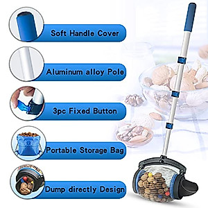 Zozen Nut Gatherer, Acorn Picker - Directly Dump Outlet | Pecan Picker - Apply to Hickory Nuts, Walnut, Pecan, Chestnuts, Buckeyes, Nerf Balls, Golf, Objects 3/4'' to 1-1/2''; 1 Gallon(Medium)