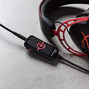 HyperX Amp USB Sound Card - Virtual 7.1 Surround Sound - Works with PC/PS4 - Plug and Play Audio Upgrade for Stereo Headsets (HX-USCCAMSS-BK)