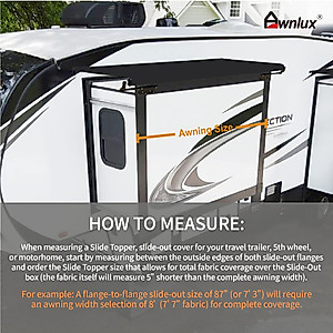 Awnlux Black Modular Slide Topper Awning Slide Out Awning Kit Slide Out Protection for RVs, Travel Trailers, 5th Wheels, and Motorhomes-7' (6'7" Fabric)
