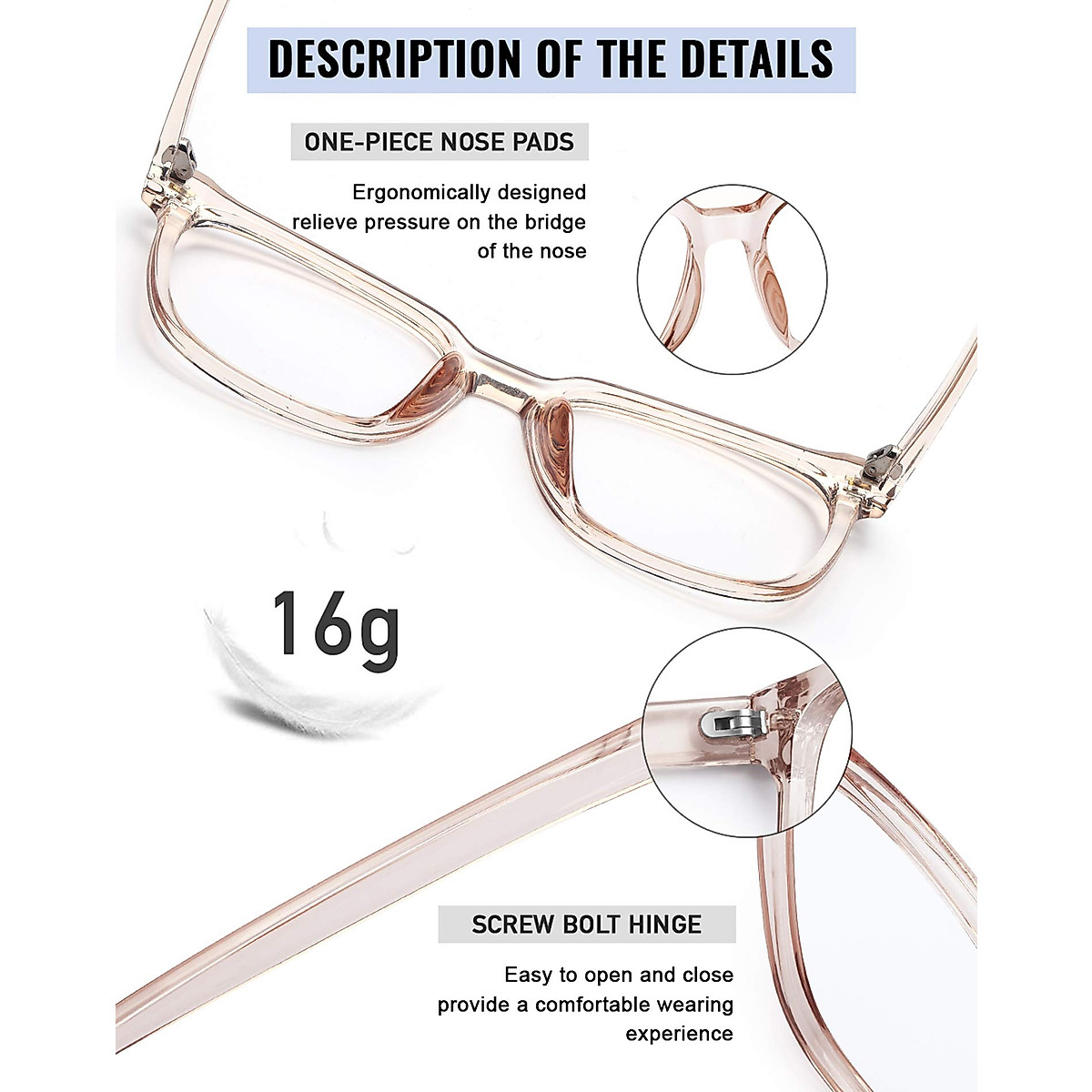 PANNER Oversized Blue Light Blocker Glasses for Women Square Computer Eyeglasses Reduce Eye Strain