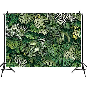 Green Tropical Palm Leaves Picture Photography Backdrop Vinyl 7x5ft Jungle Safari Plants Photo Background for Hawaiian Luau Party Decor Banner Birthday Baby Shower Supplies